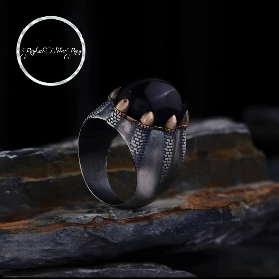 Tumbled Silver Amethyst Ring Clawed Wall Motif Design Unisex Rings - Etsy