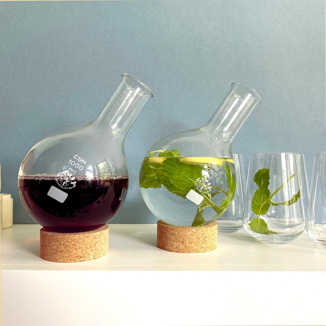 Large Flask With Round Bottom and Narrow Neck. Placed on Cork. - Etsy