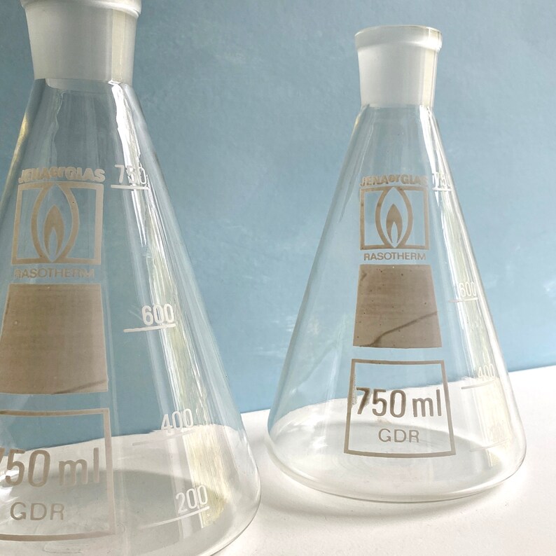 Vintage Large Erlenmeyer 750ml New Old Stock Jena Glass Only 2 ...