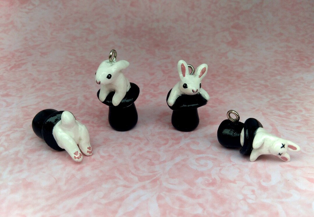 Magic Rabbits in Hats Pendants Cute Rabbit and Top Hat - Etsy