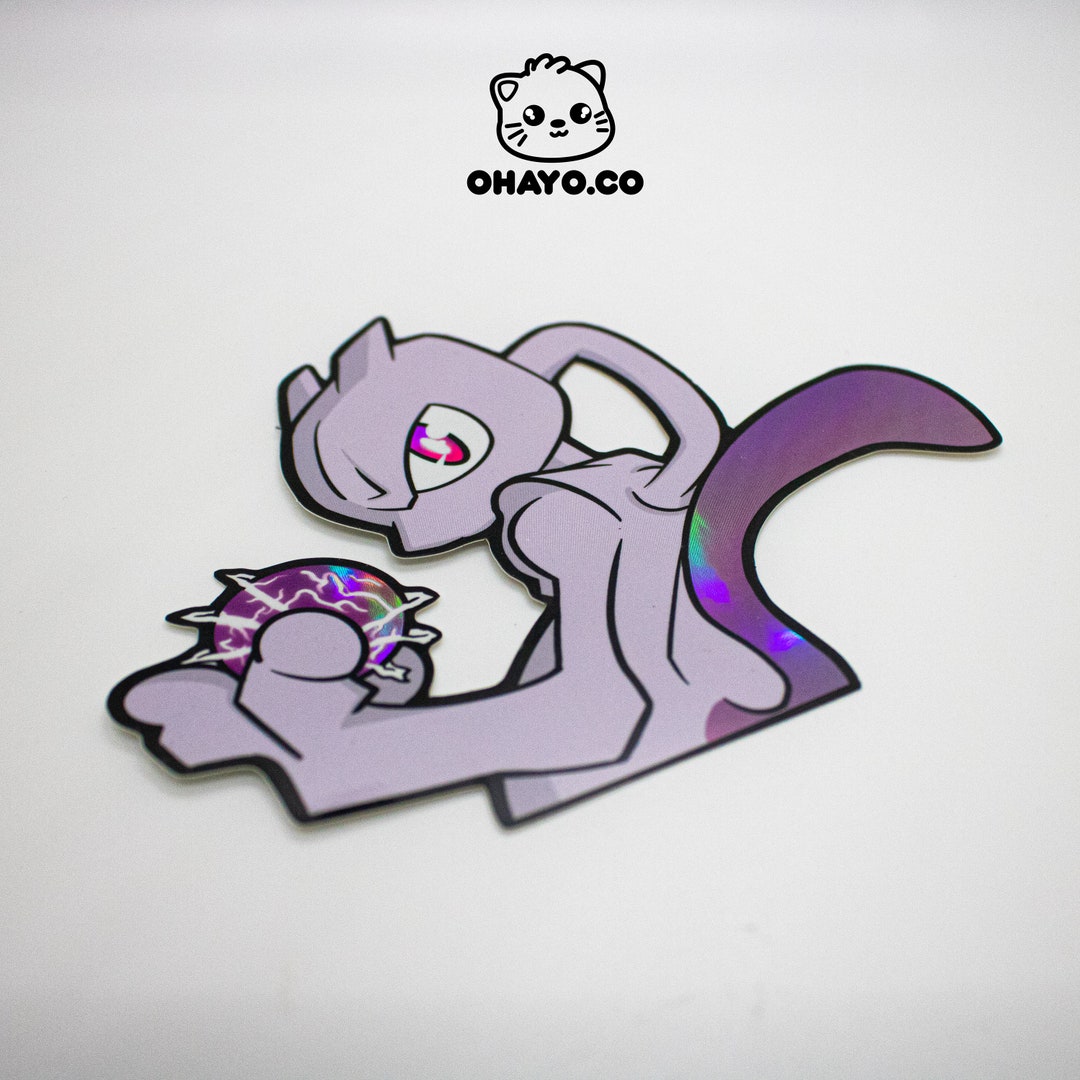 Mewtwo Peeker / Bumper Window Holographic Decal Anime Sticker - Etsy