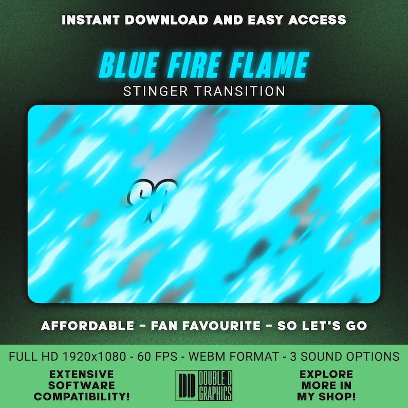 Blue Fire Flame Stream Stinger Transition, Animated Scenes, OBS or ...