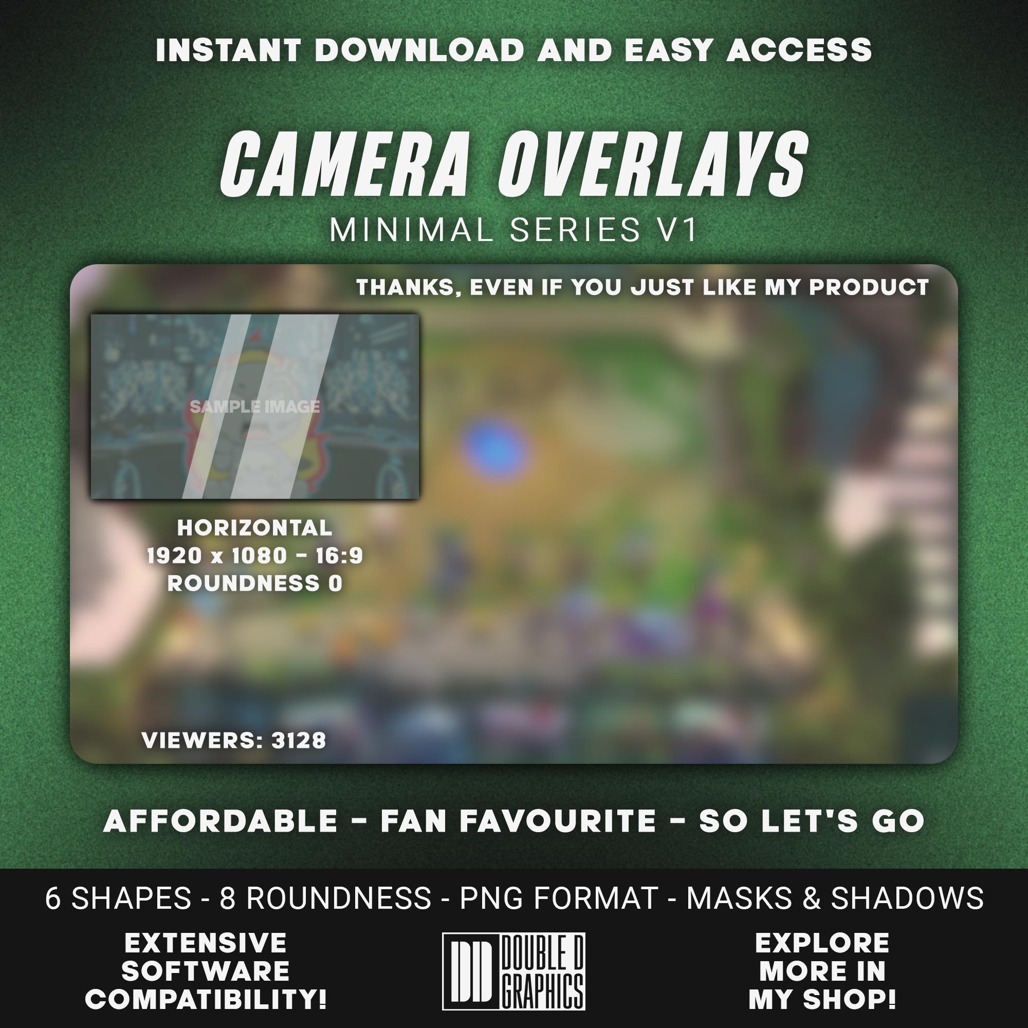 Minimalist Stream Camera Overlay, Borders & Shadows (PNG Digital Download for Obs/streamlabs Cam ...