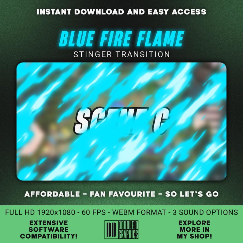 Blue Fire Flame Stream Stinger Transition, Animated Scenes, OBS or ...