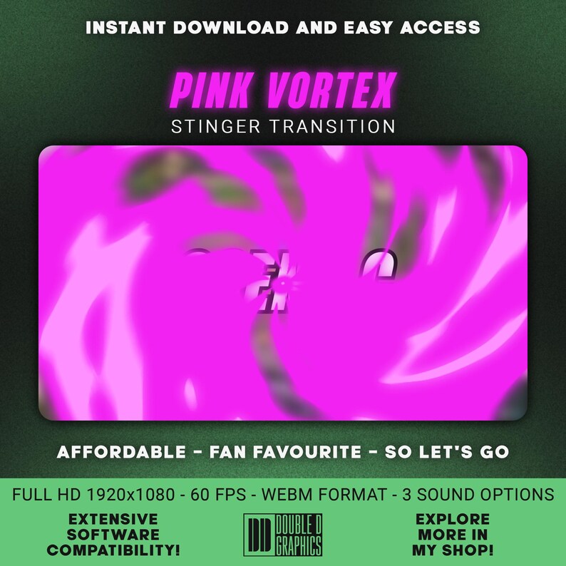 Pink Vortex Stream Stinger Transition, Animated Scenes, OBS or ...