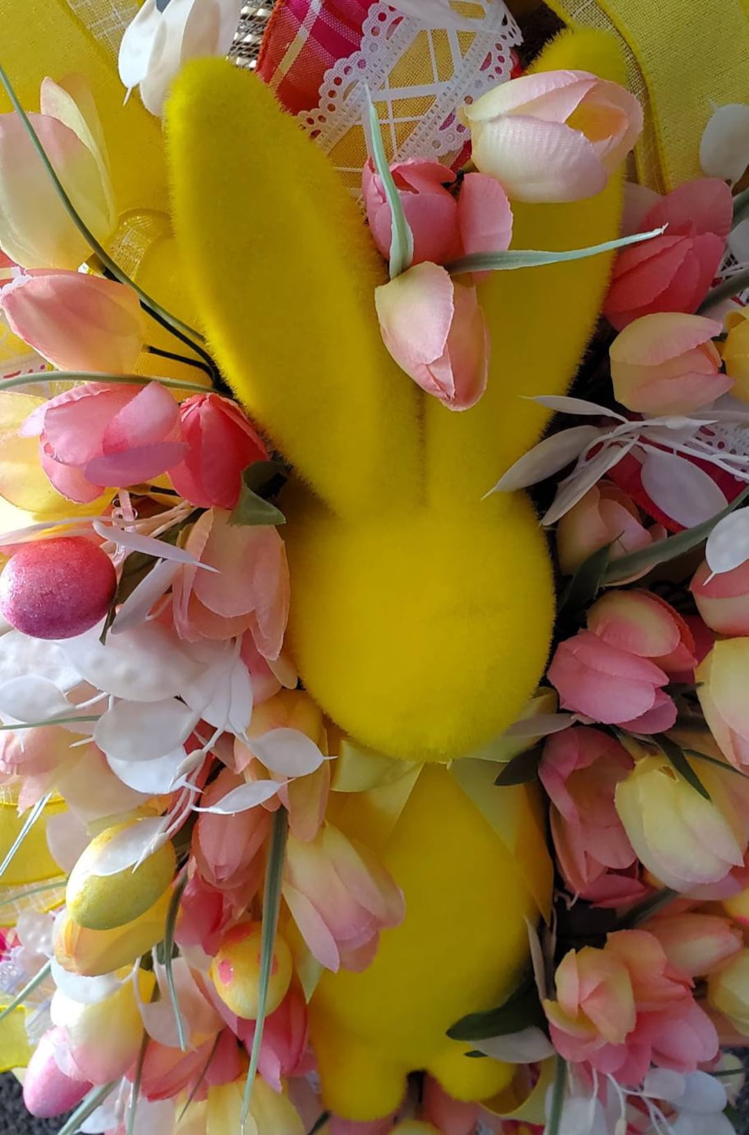 Flocked Bunny Swag, Easter Front Door Decor,, Easter Bunny Swag - Etsy