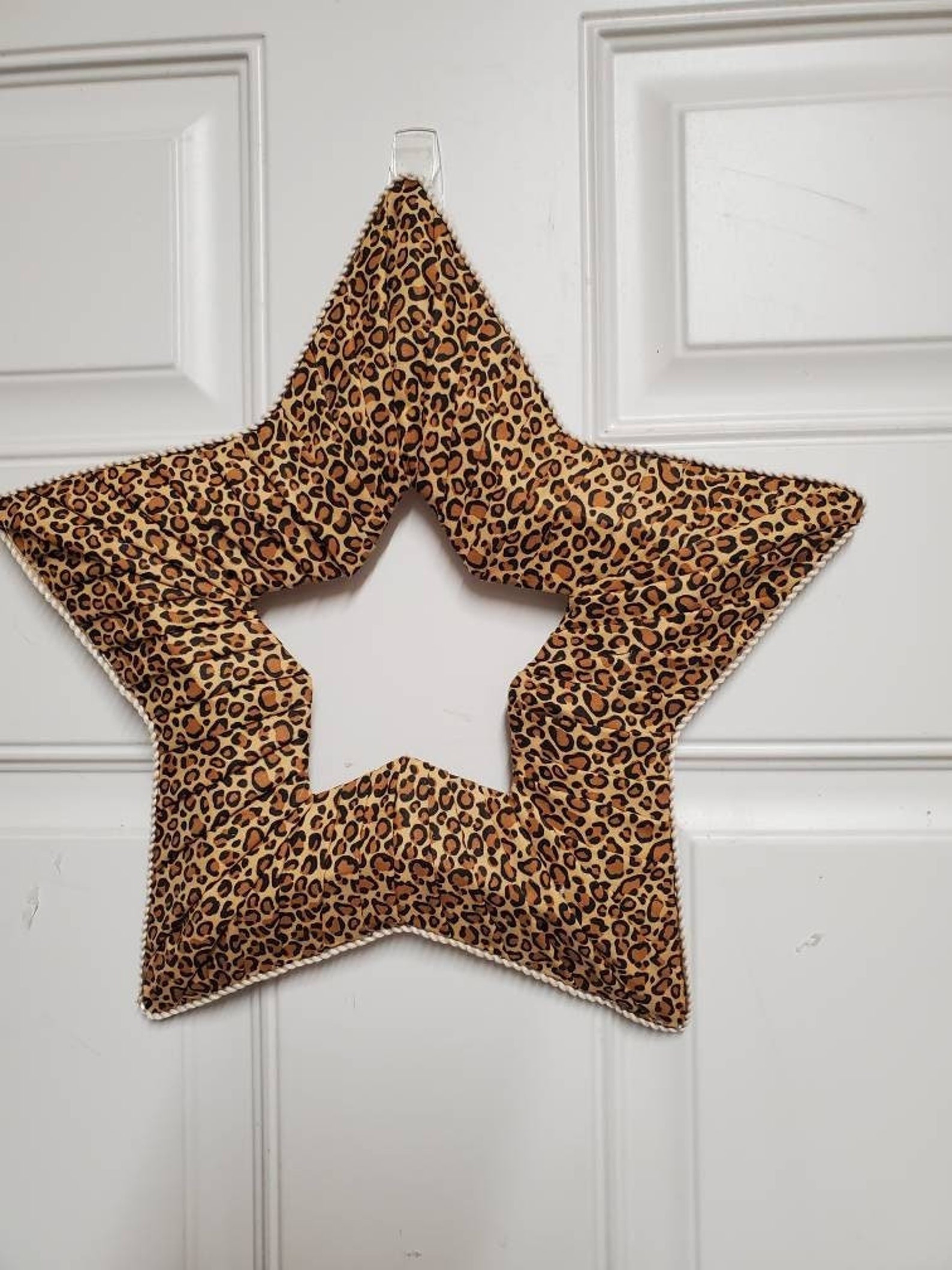 Cheeta Fabric Star With Beige Rope Trim - Etsy