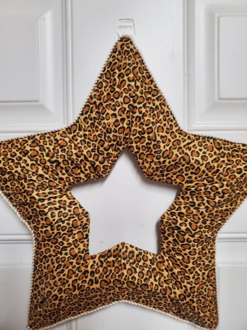 Cheeta Fabric Star With Beige Rope Trim - Etsy