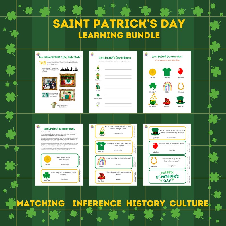 Saint Patrick's Day Learning Bundle, Homeschool Supplement, Holiday ...