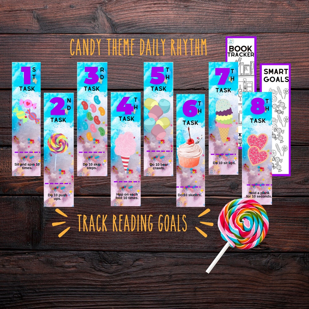 Printable Daily Rhythm Sweets Bookmarks, Schedule Bookmarks, Book ...