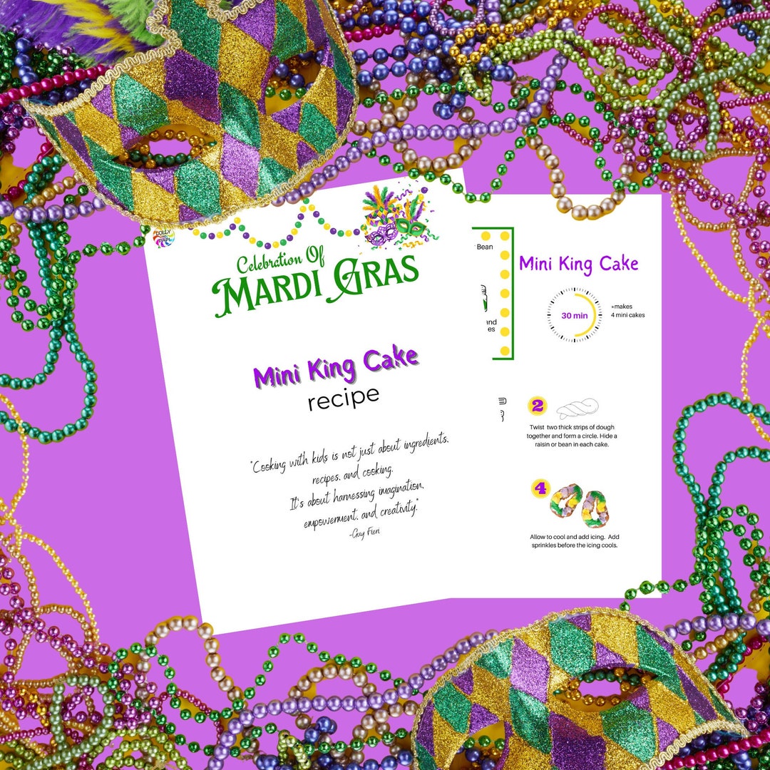 Picture Recipe, Mardi Gras Mini King Cake, Cinnamon Roll Cake - Etsy