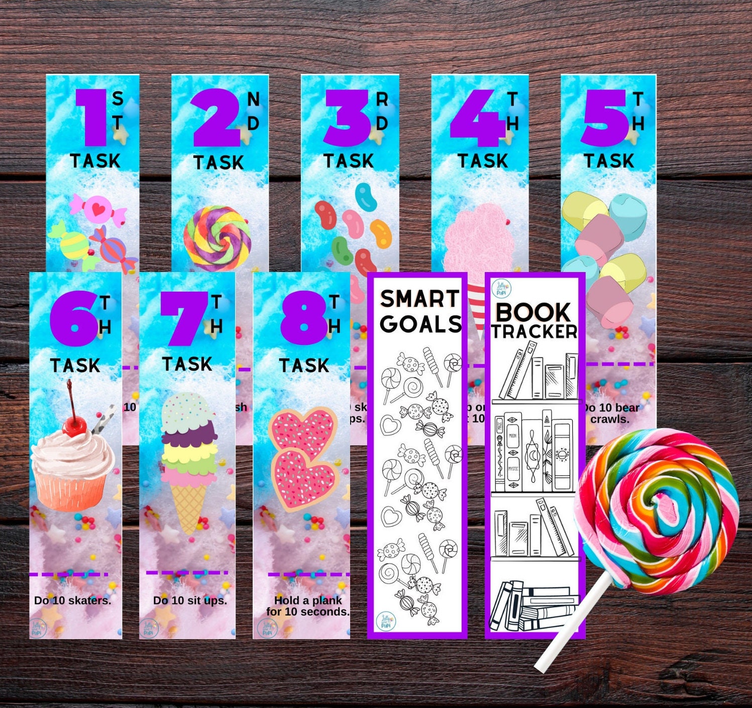 Printable Daily Rhythm Sweets Bookmarks, Schedule Bookmarks, Book ...
