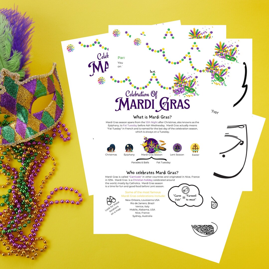 Mardi Gras Learning Bundle, Homeschool Supplement, School Holiday - Etsy
