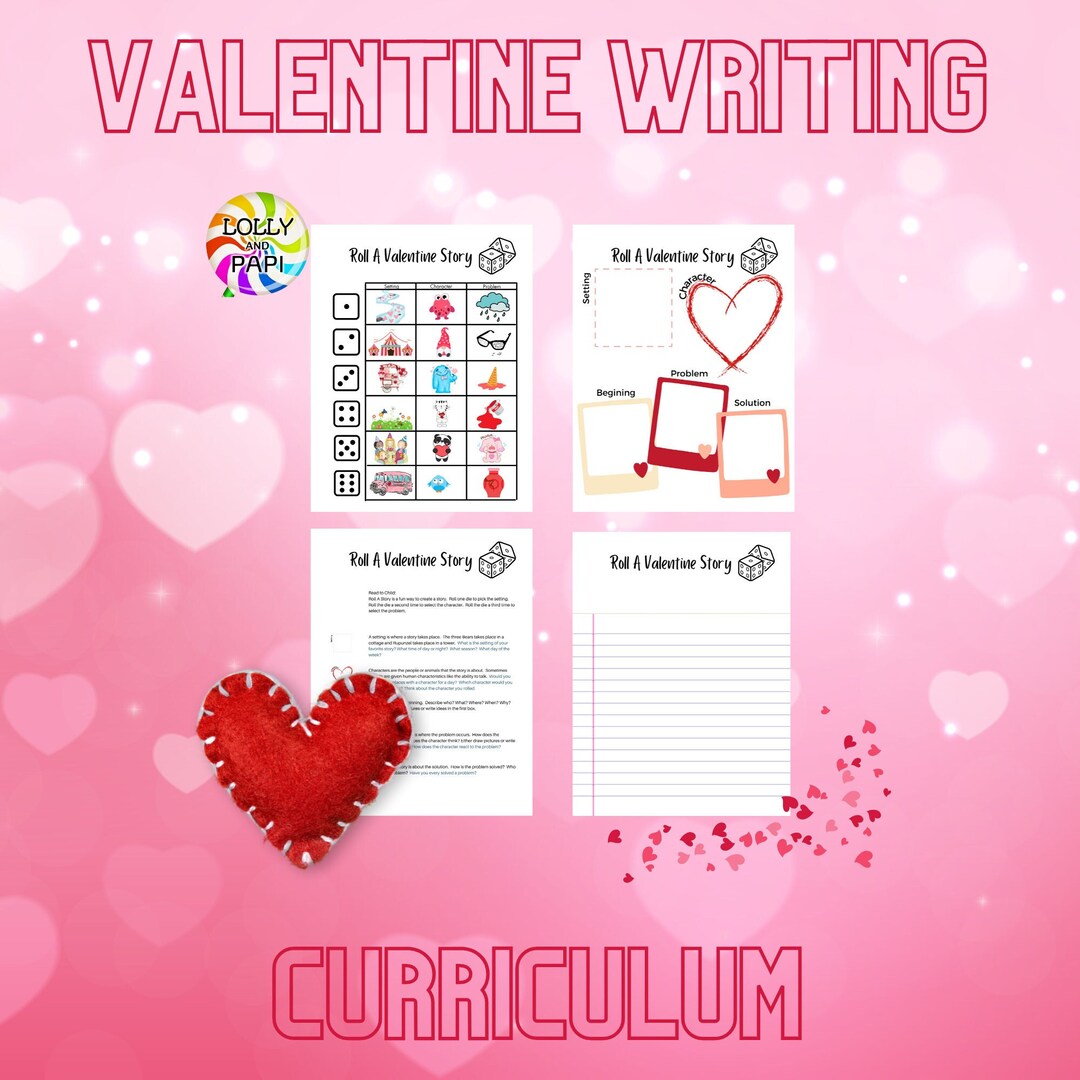 Printable Roll A Valentine Story, Homeschool Resource, Valentine Themed ...