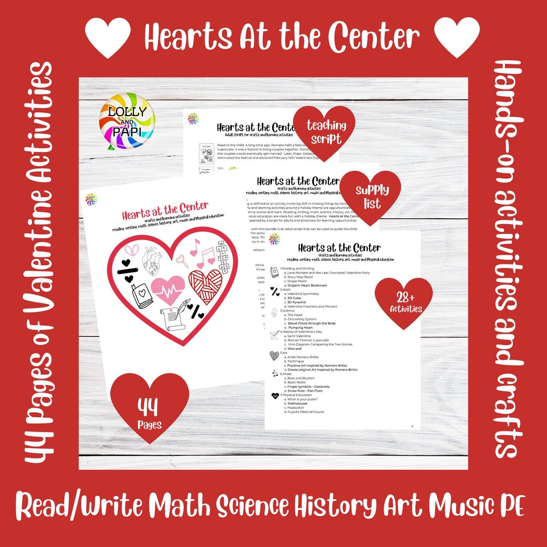 Valentine Activities, Homeschool Supplement, February Curriculum, - Etsy