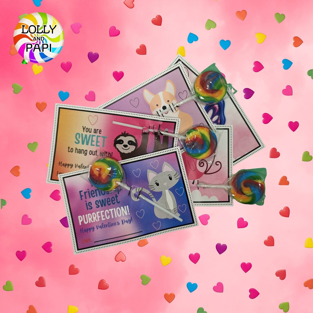 Printable Valentines, Lollipop Valentines, Valentine Animal Cards, Kid ...