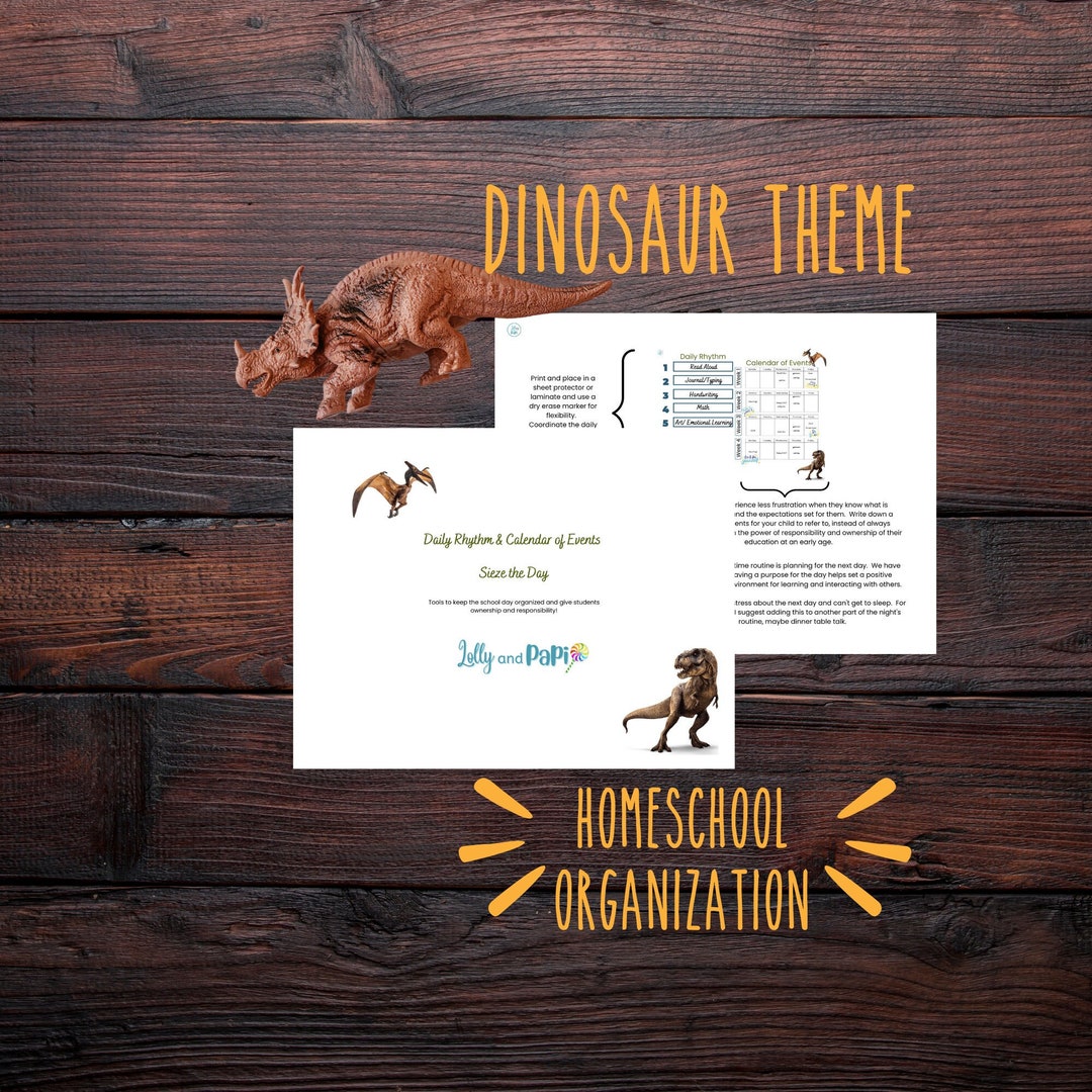 Dinosaur Homeschool Planner Set: Daily Rhythm & Calendar (digital ...
