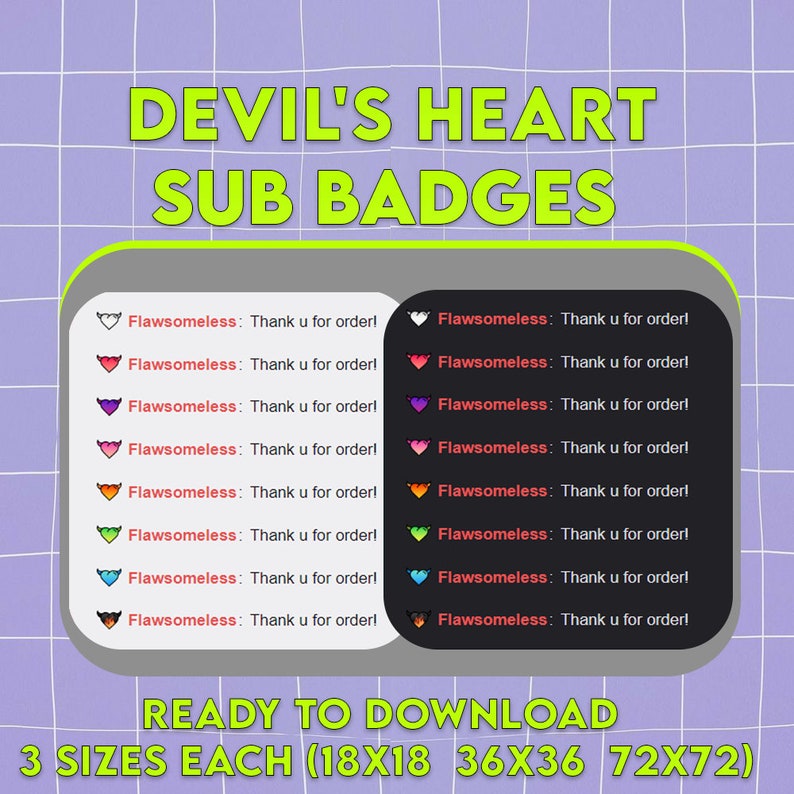 Devil's Heart Sub / Bit Badges for Twitch and Discord /cheer Badges ...