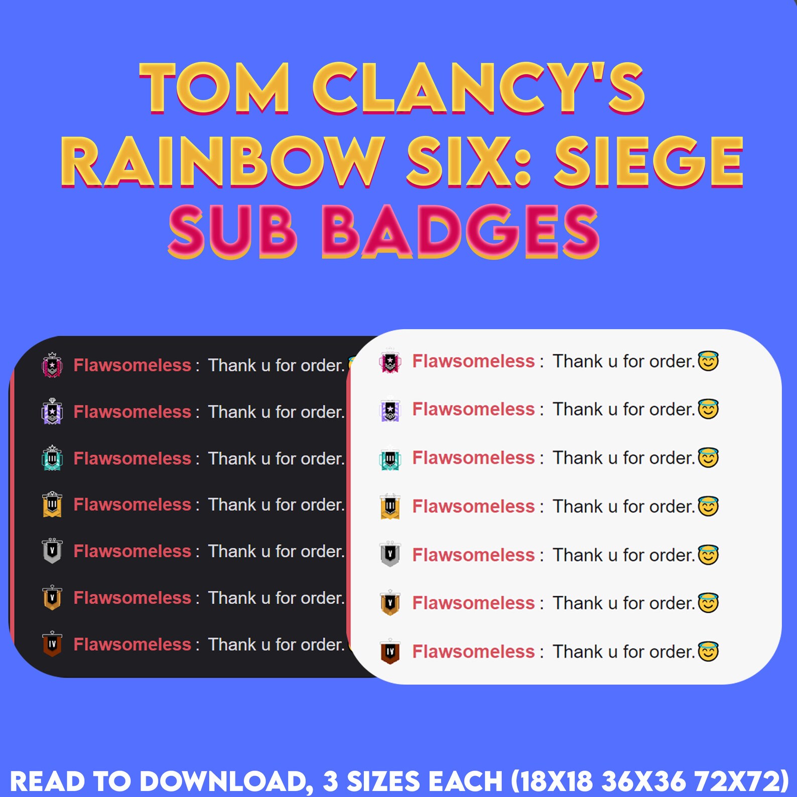 Rainbow Six Siege Ranks Twitch Sub Badges (digital Download) - Etsy