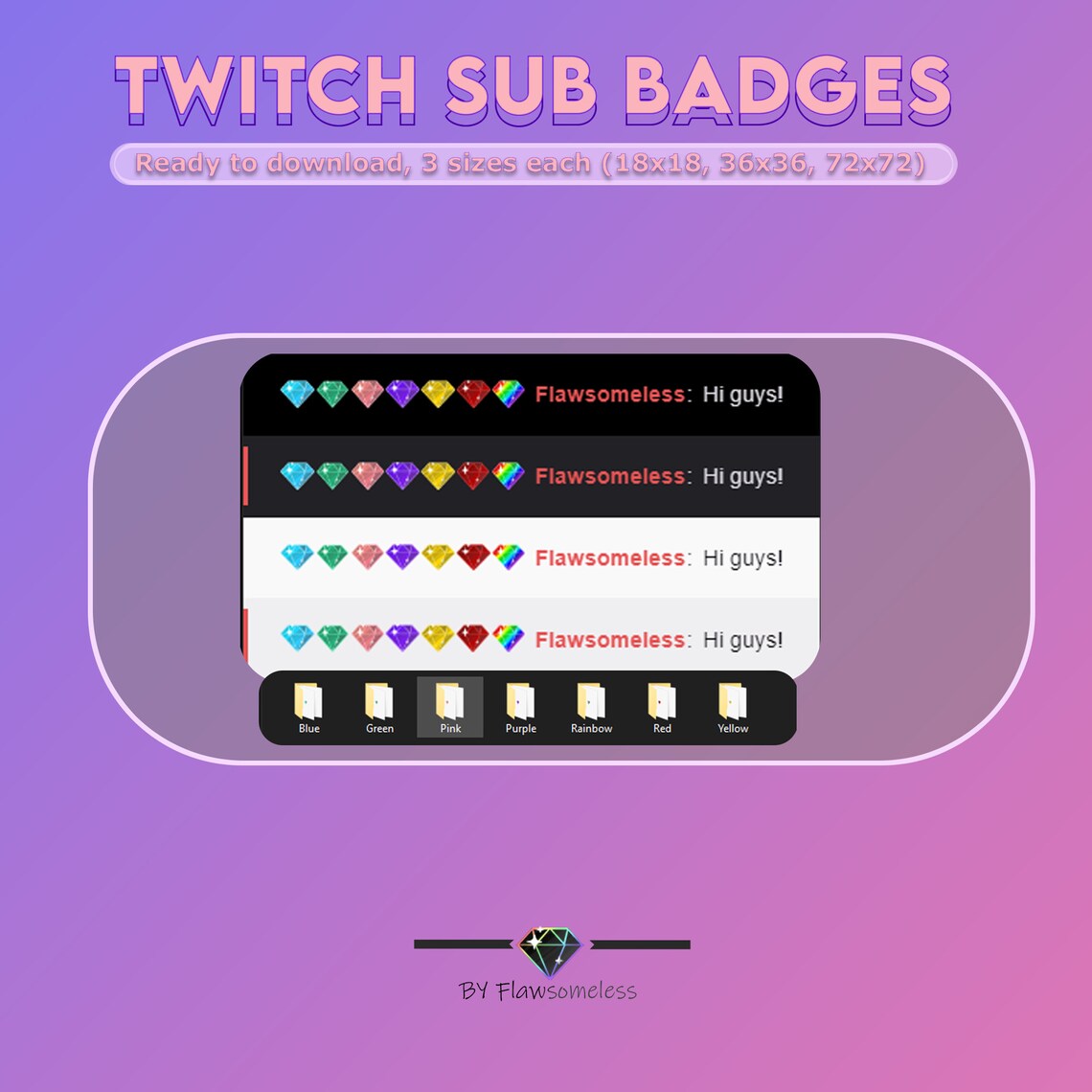 Twitch Sub Badges Diamond Crystal Badges for Streamers Diamond Emotes ...