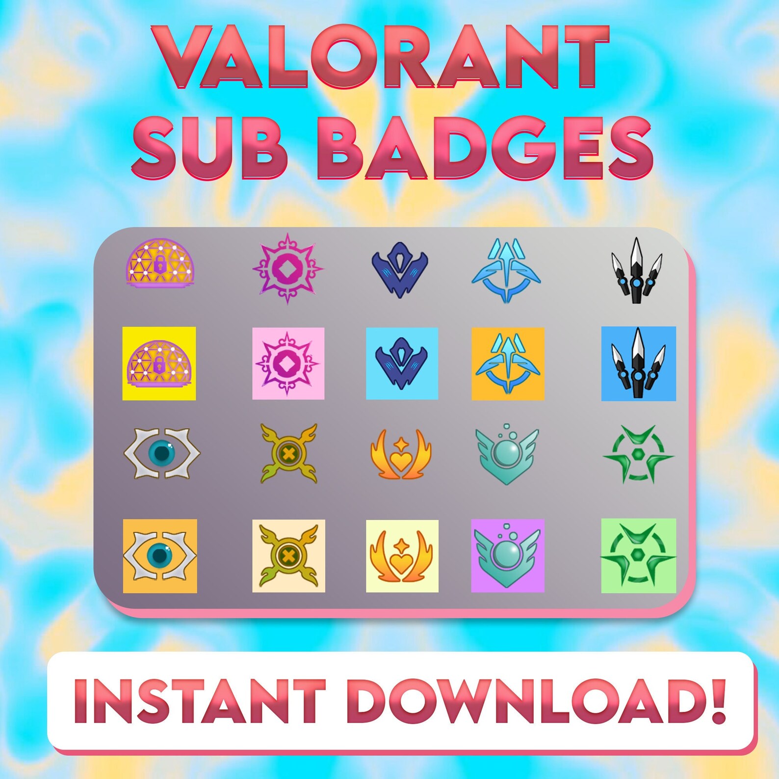 Twitch Valorant Sub Badges valorant Skills Emotes & Sub Badges Bit ...