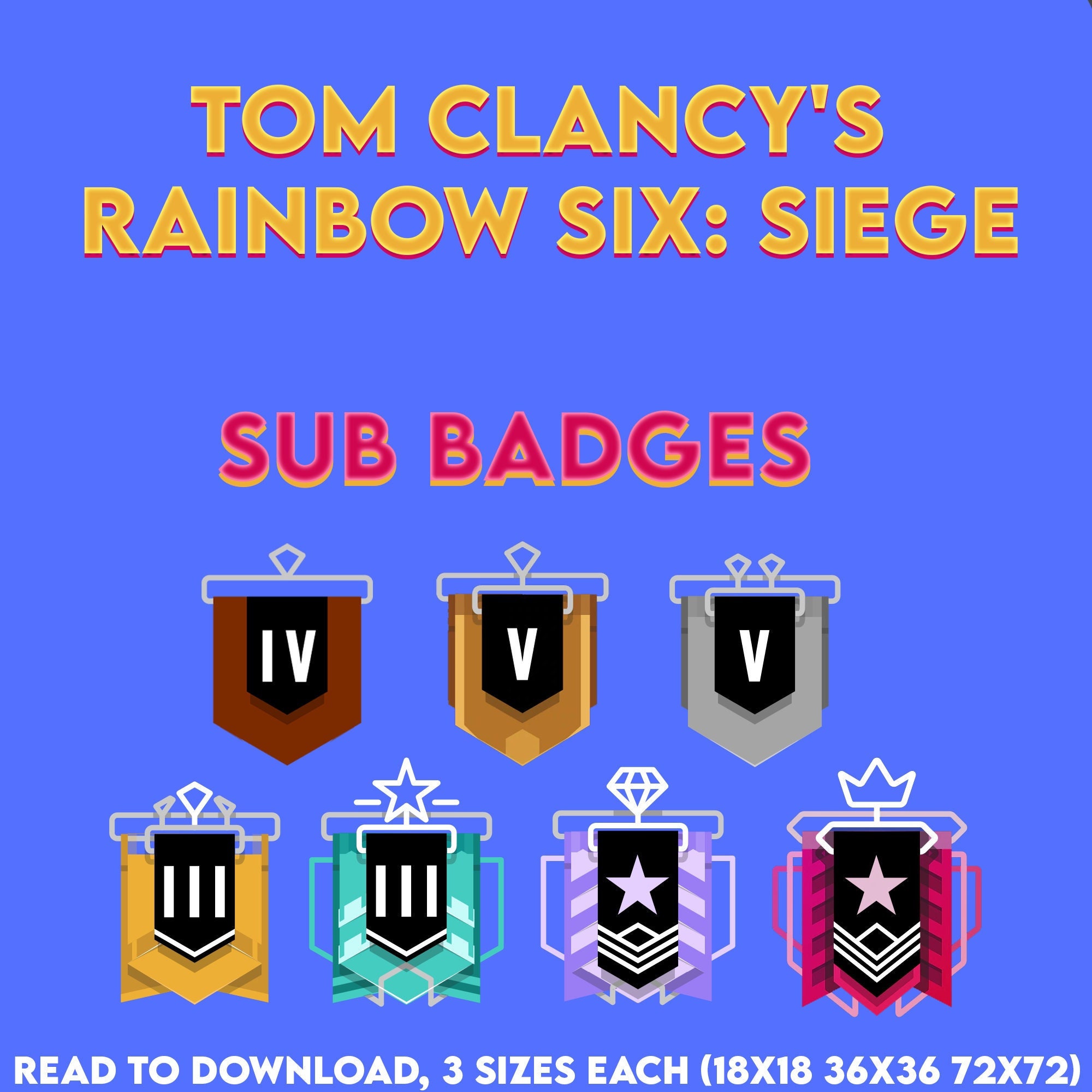 Twitch Rainbow Six Siege Ranks Sub/cheer Badges / Twitch Sub Badges ...
