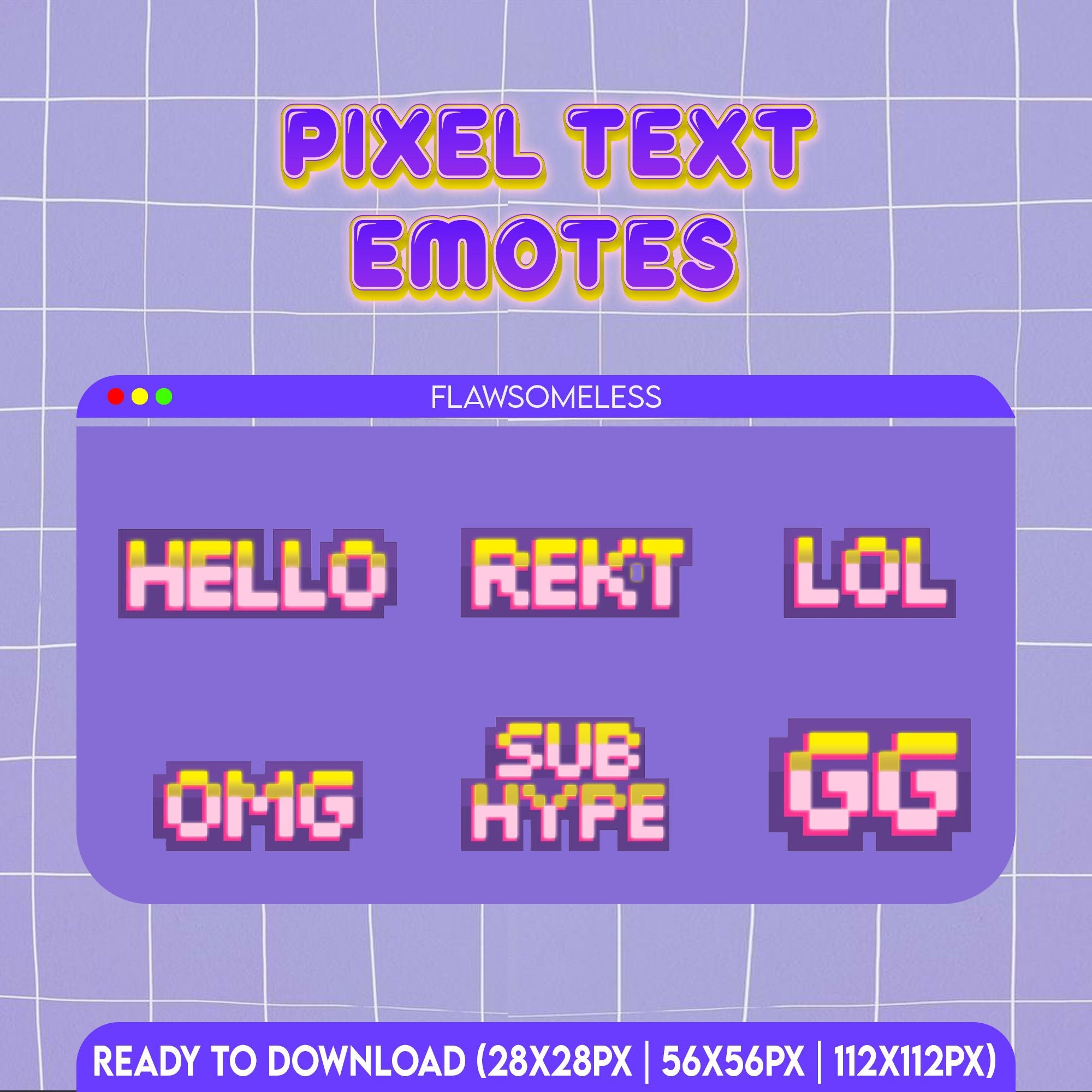 6 Pixel Text Emotes Twitch Emote Emote Pack Text Discord Emote Streamer ...