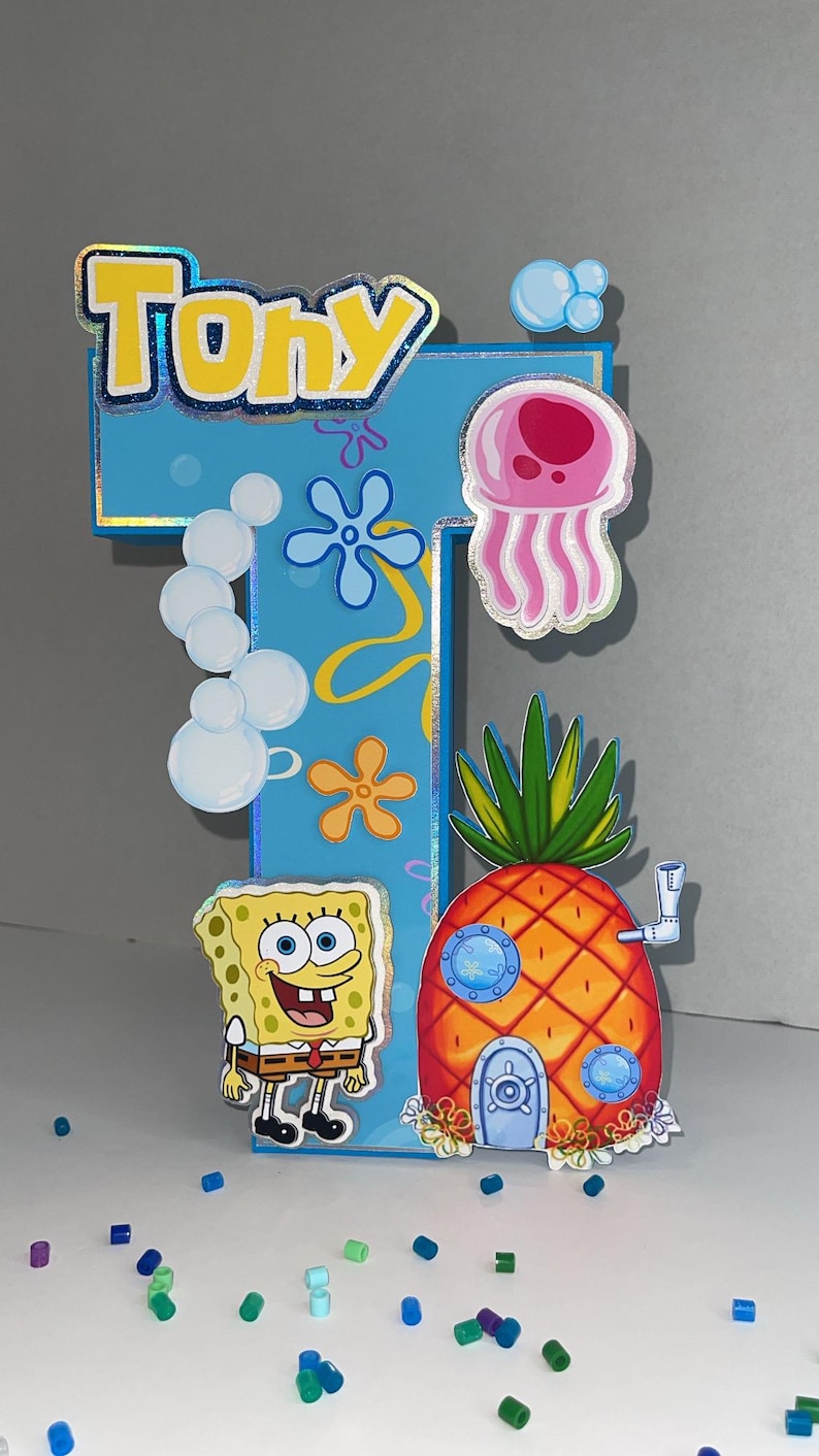 Personalized Sponge Bob 3D Letter Decoration | Custom Name Table ...