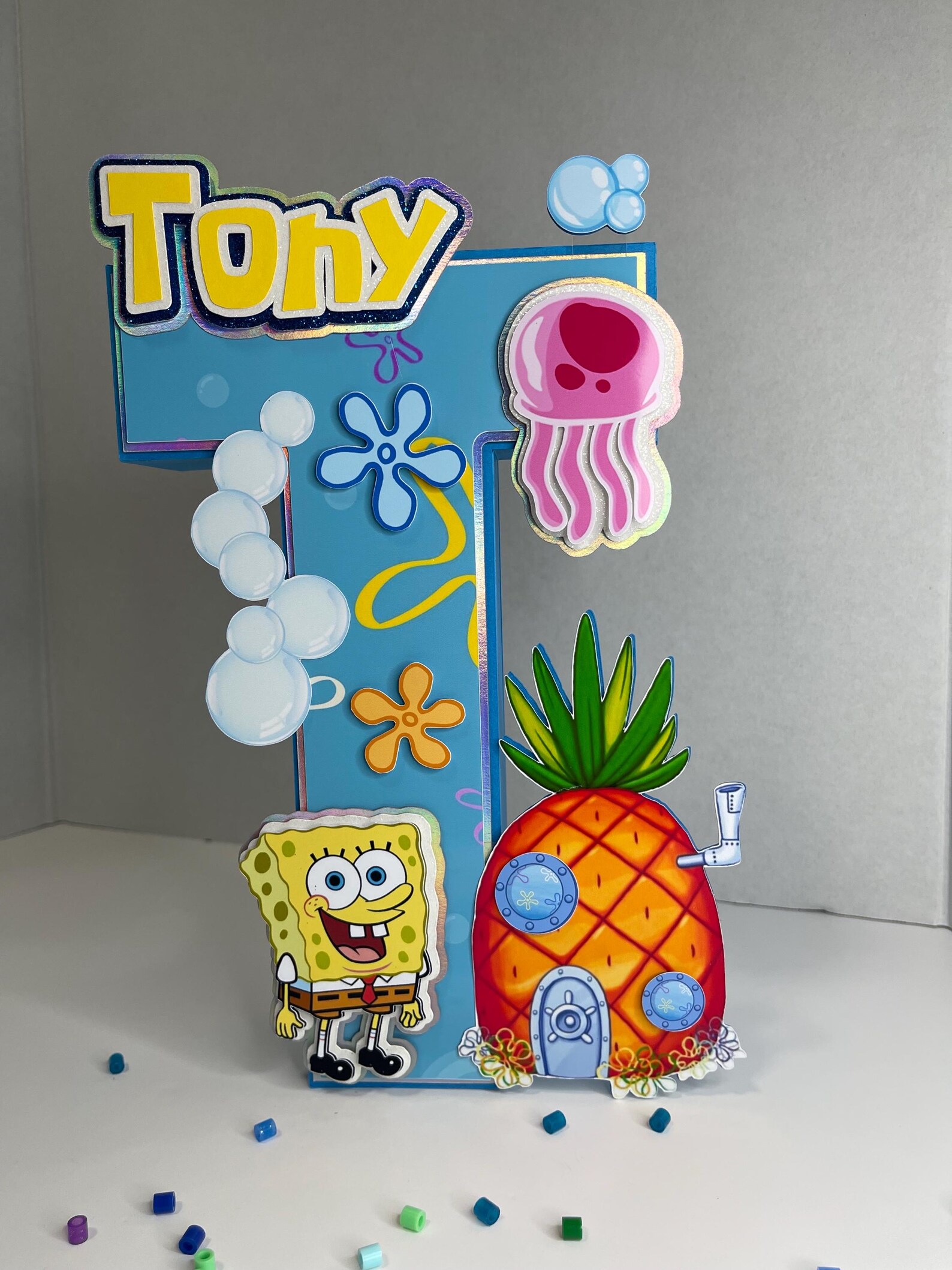 Personalized Sponge Bob 3D Letter Decoration | Custom Name Table ...