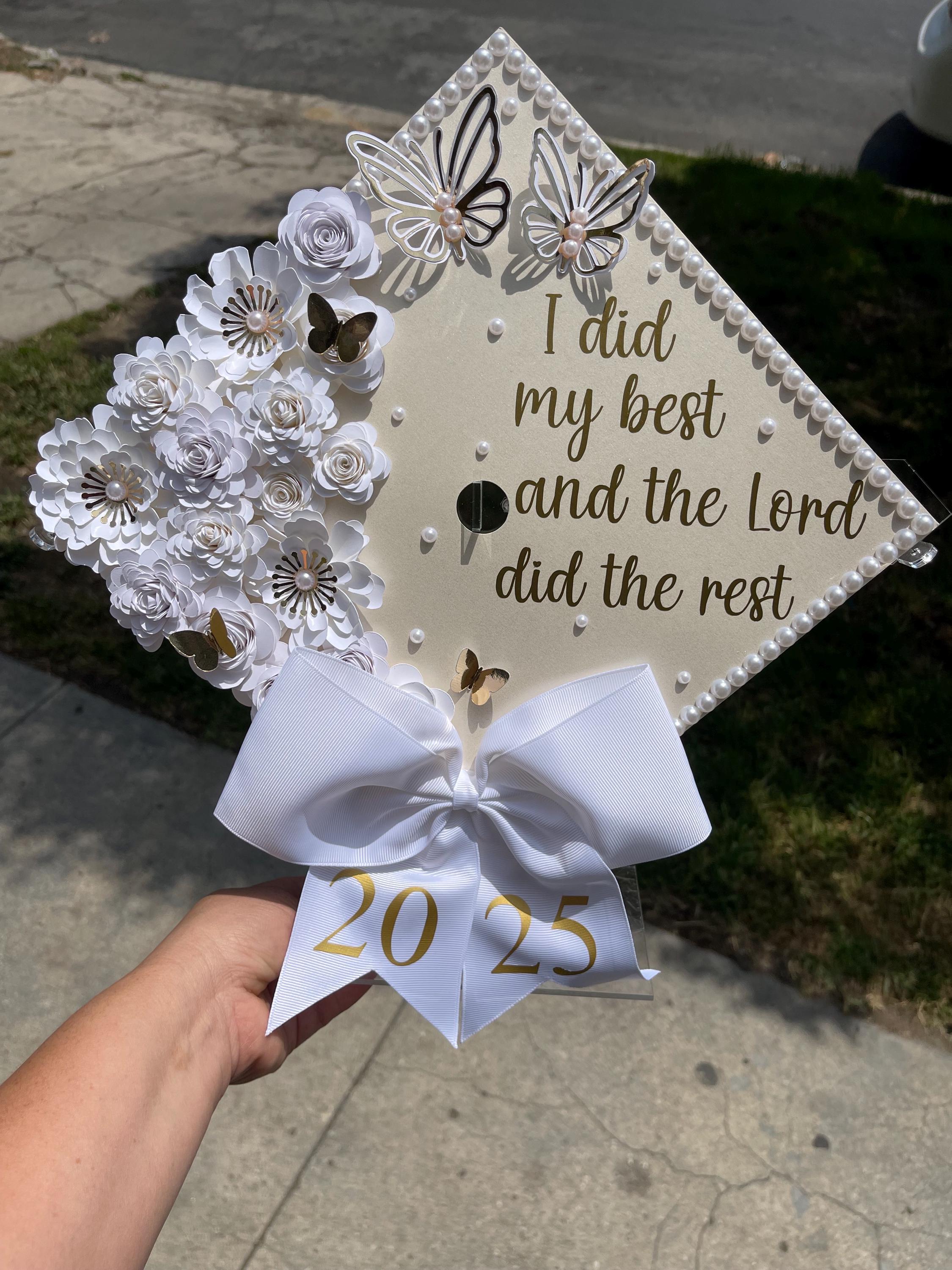 Handmade Graduation Cap Topper: Pearls & Gold Accents - Class of 2025 ...