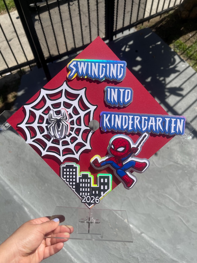 Spiderman Graduation Cap Topper: Handmade Superhero Kindergarten Grad ...