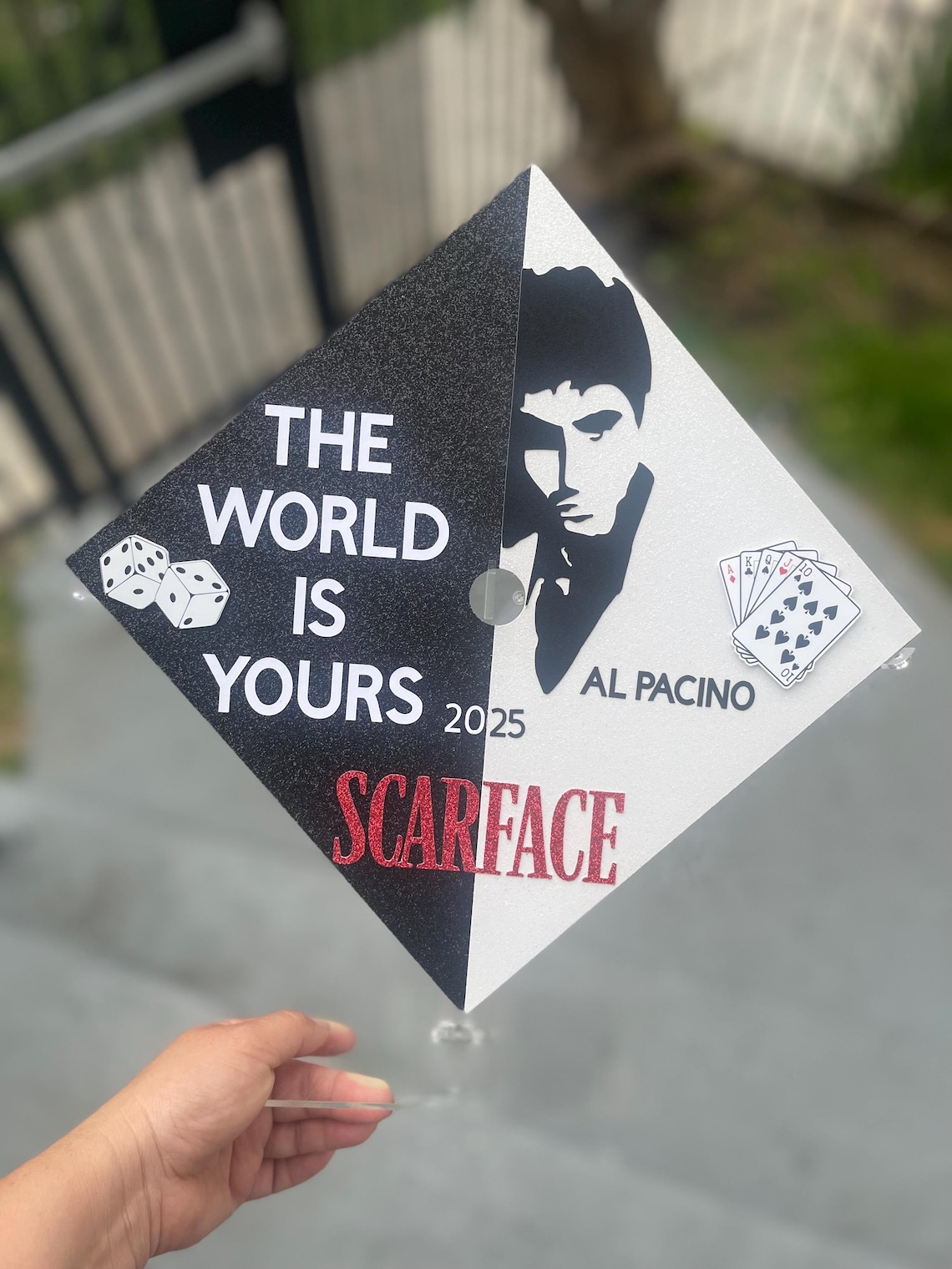 Graduation Cap Topper Class of 2025 Scarface Handmade Topper Glitter ...
