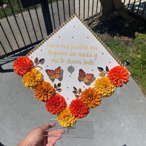 Marigold Graduation Cap Topper: Monarch Butterfly, Orange Cempasúchil ...