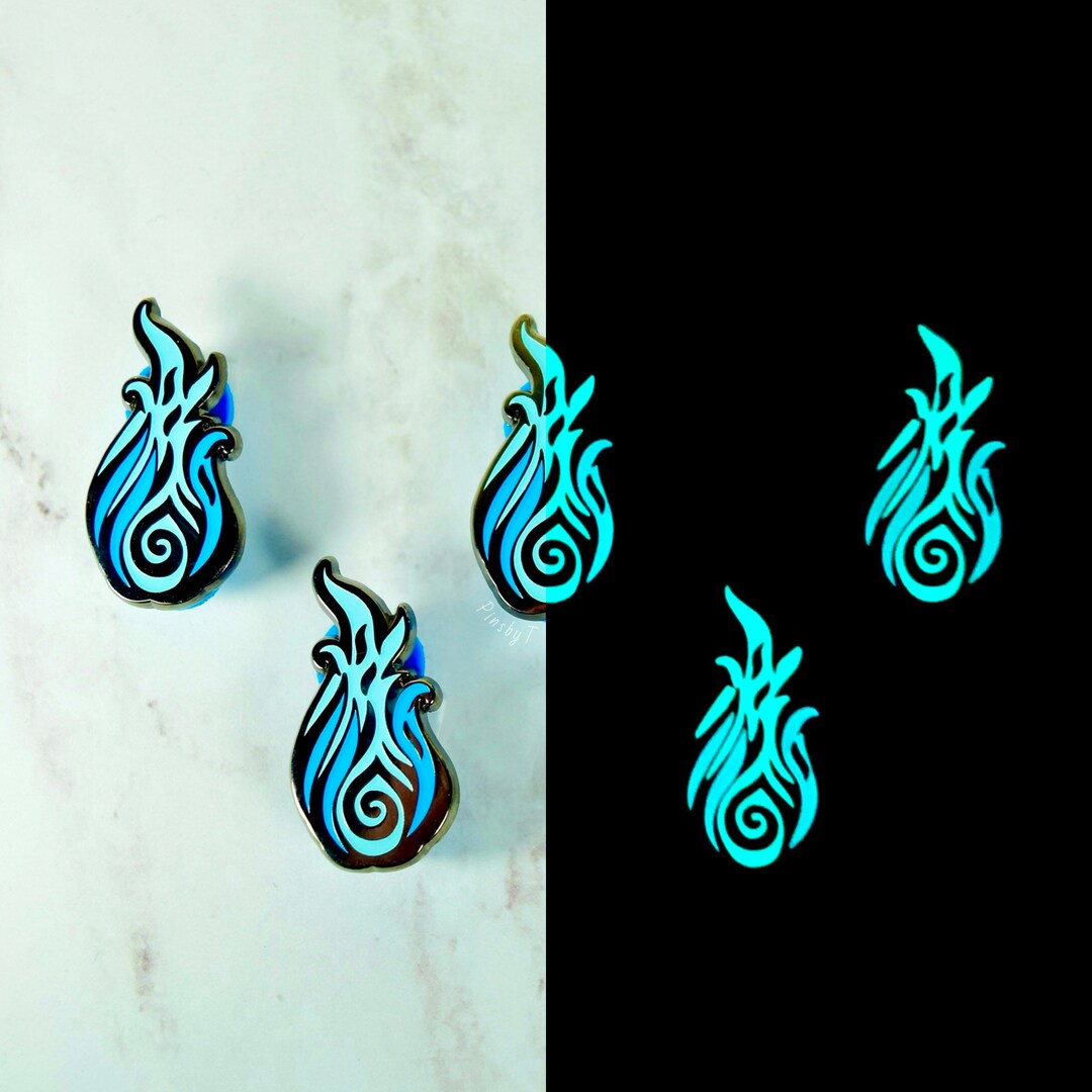 Tomoe Fox Fire Enamel Pin glow in the Dark - Etsy