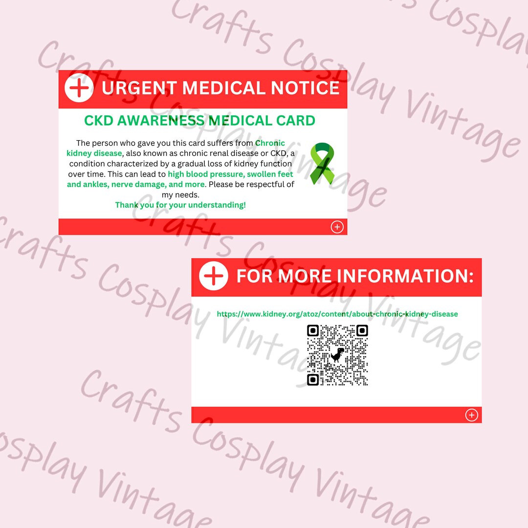 Chronic Kidney Disease CKD Awareness Medical Card (4 Count) - Etsy