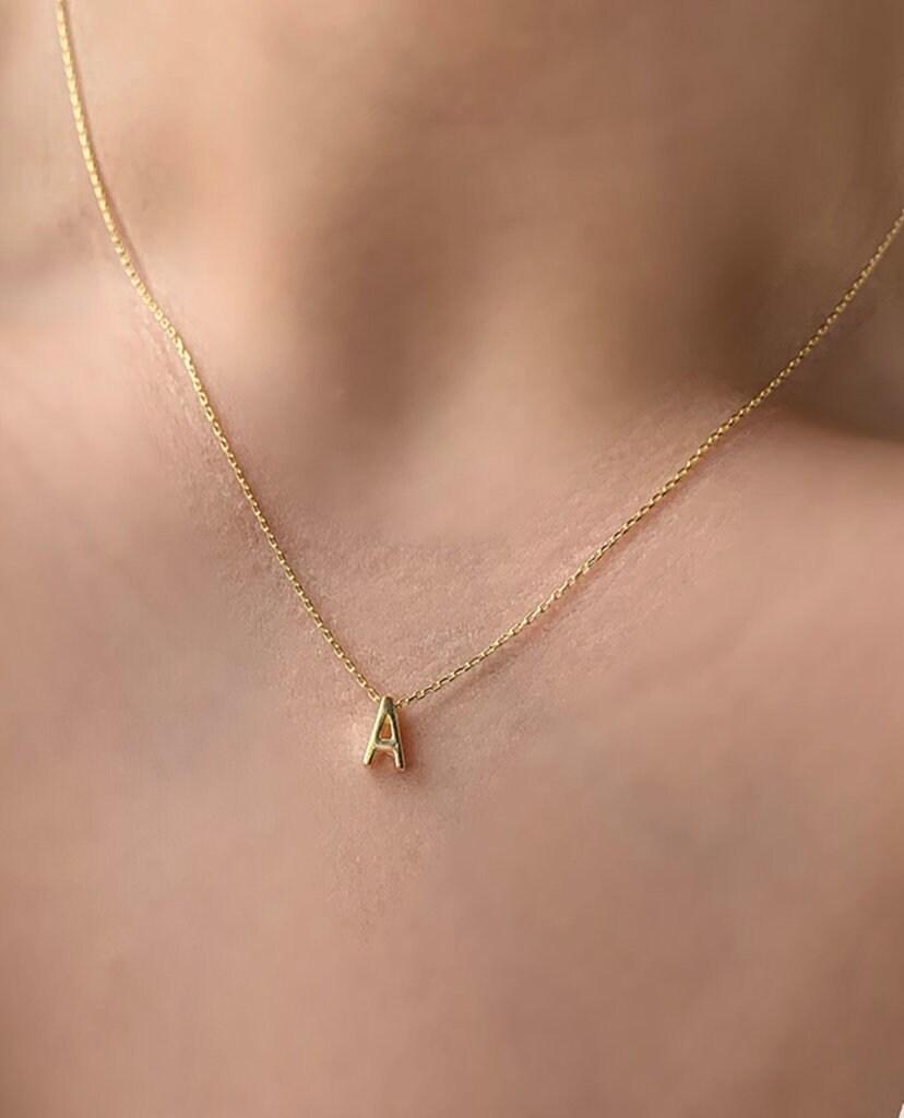 925 Sterling Silver Initial Necklaceinitial - Etsy UK