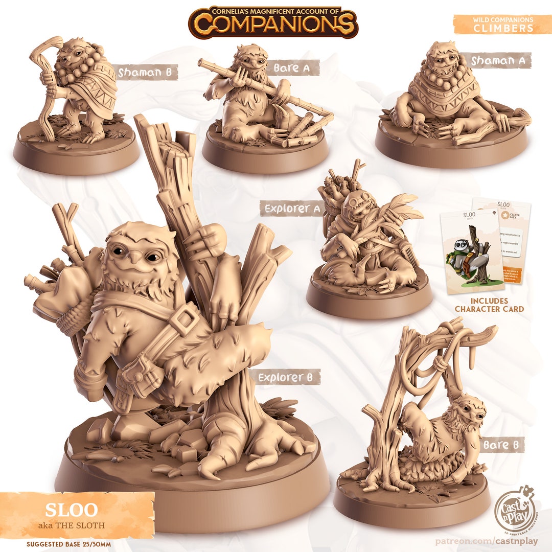 Dnd Sloth Miniature Familiar Miniature Pet Miniature Companion ...
