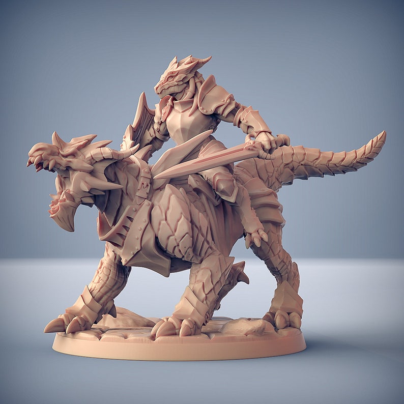Dnd Dragonborn Rider Miniatures Dragonling Knights DND - Etsy