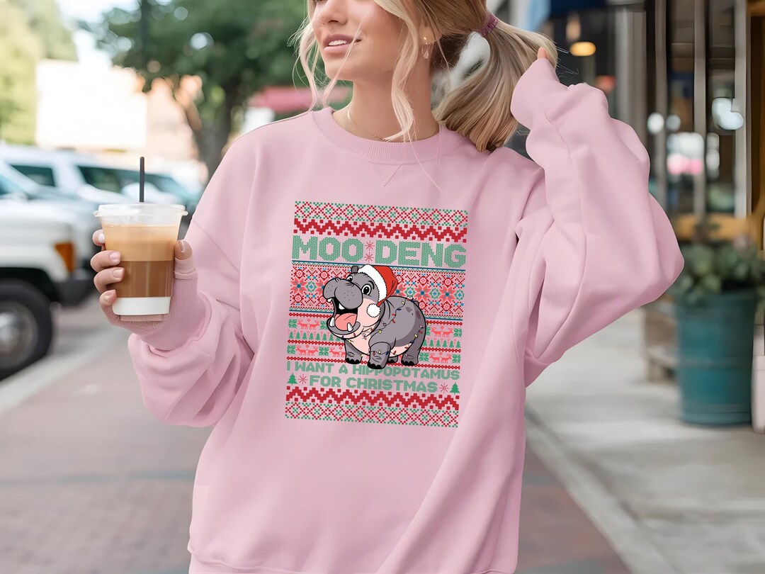 Moo Deng, Moo Deng Sweatshirt, Moo Deng Ugly Christmas Sweater, Moo ...