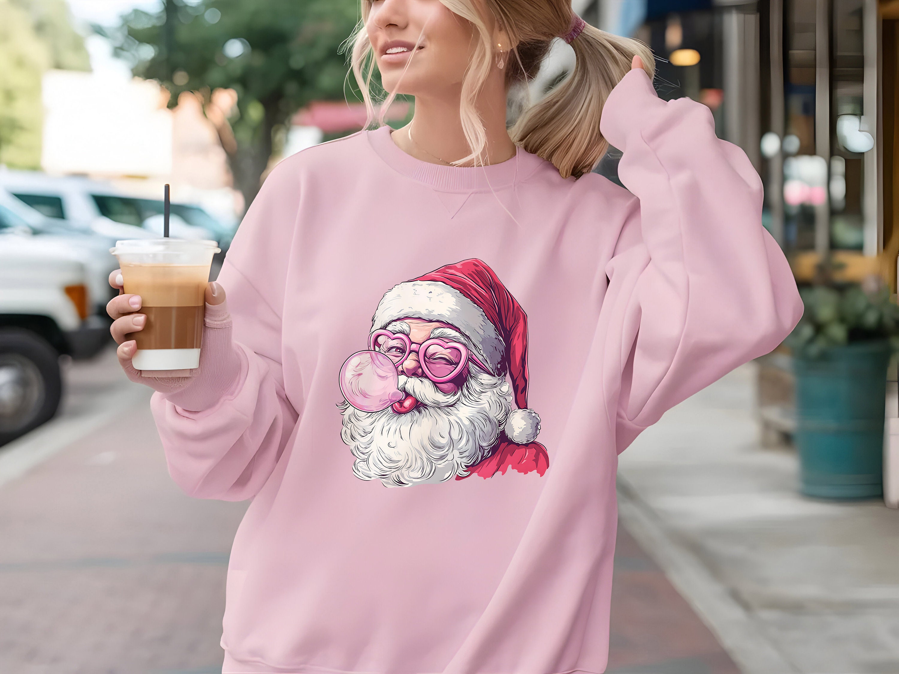 Retro Santa Sweater, Santa Bubble Gum Christmas Sweatshirt, Retro Santa ...