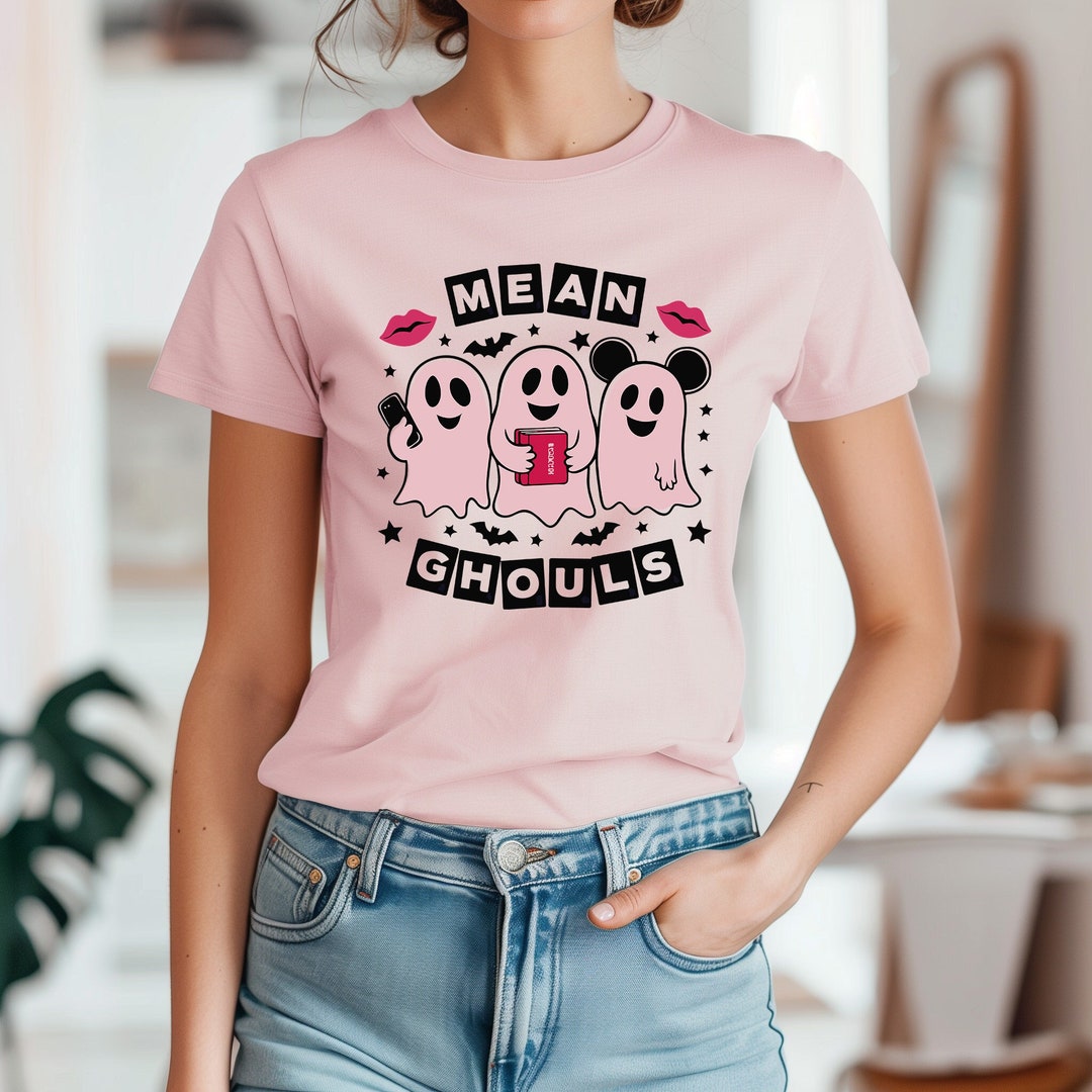 Mean Ghouls Shirt, Halloween Cute Ghost Shirts, Pink Ghost Tees, Funny Ghouls Tshirt, Retro ...
