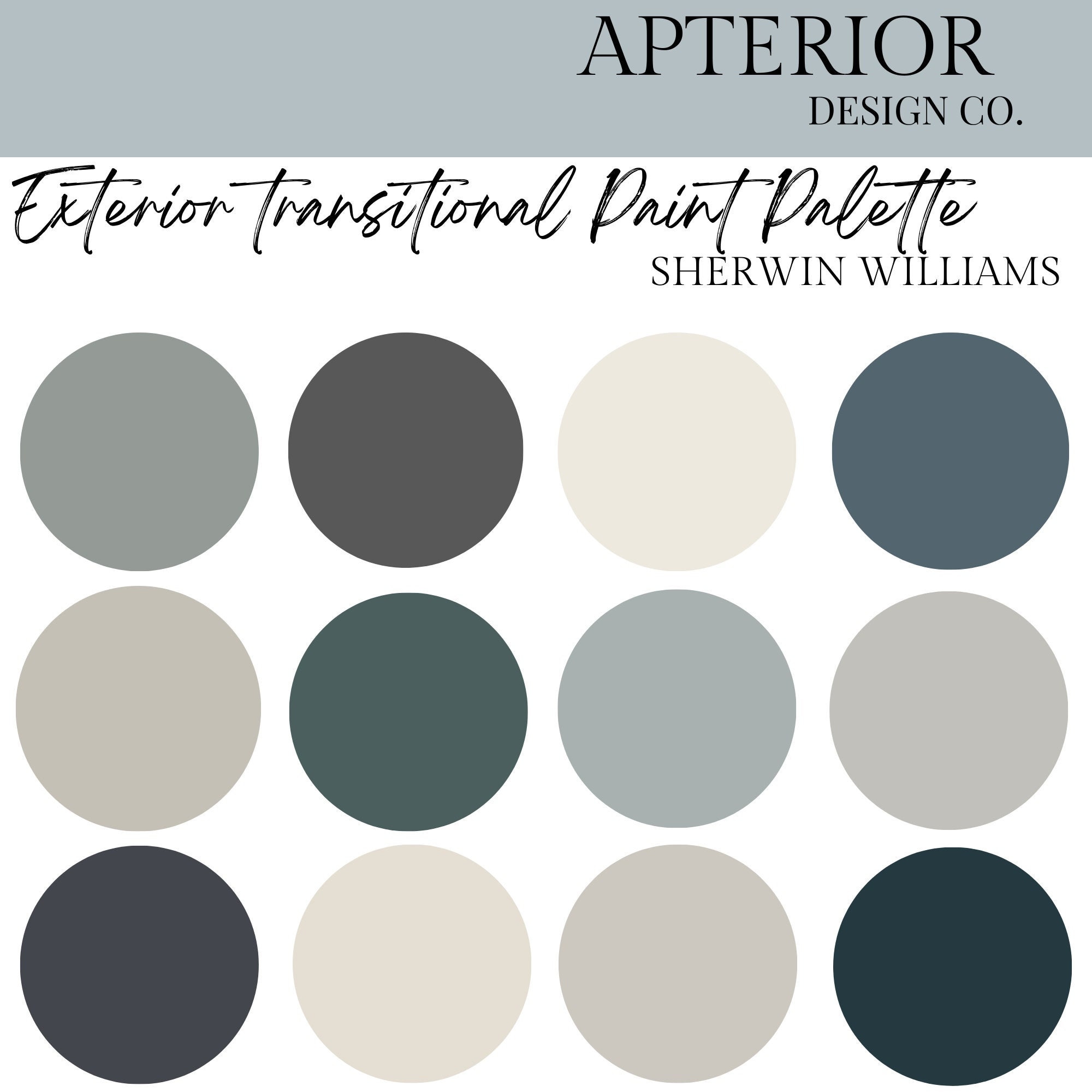 Exterior Transitional and Coastal Paint Palette - Etsy