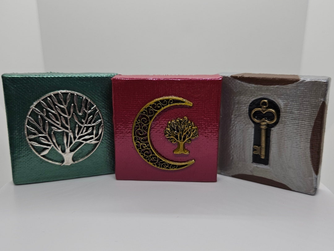 Charmed Mini Canvases | Handmade 2x2 Art With 3D Charm | Wall Decor ...