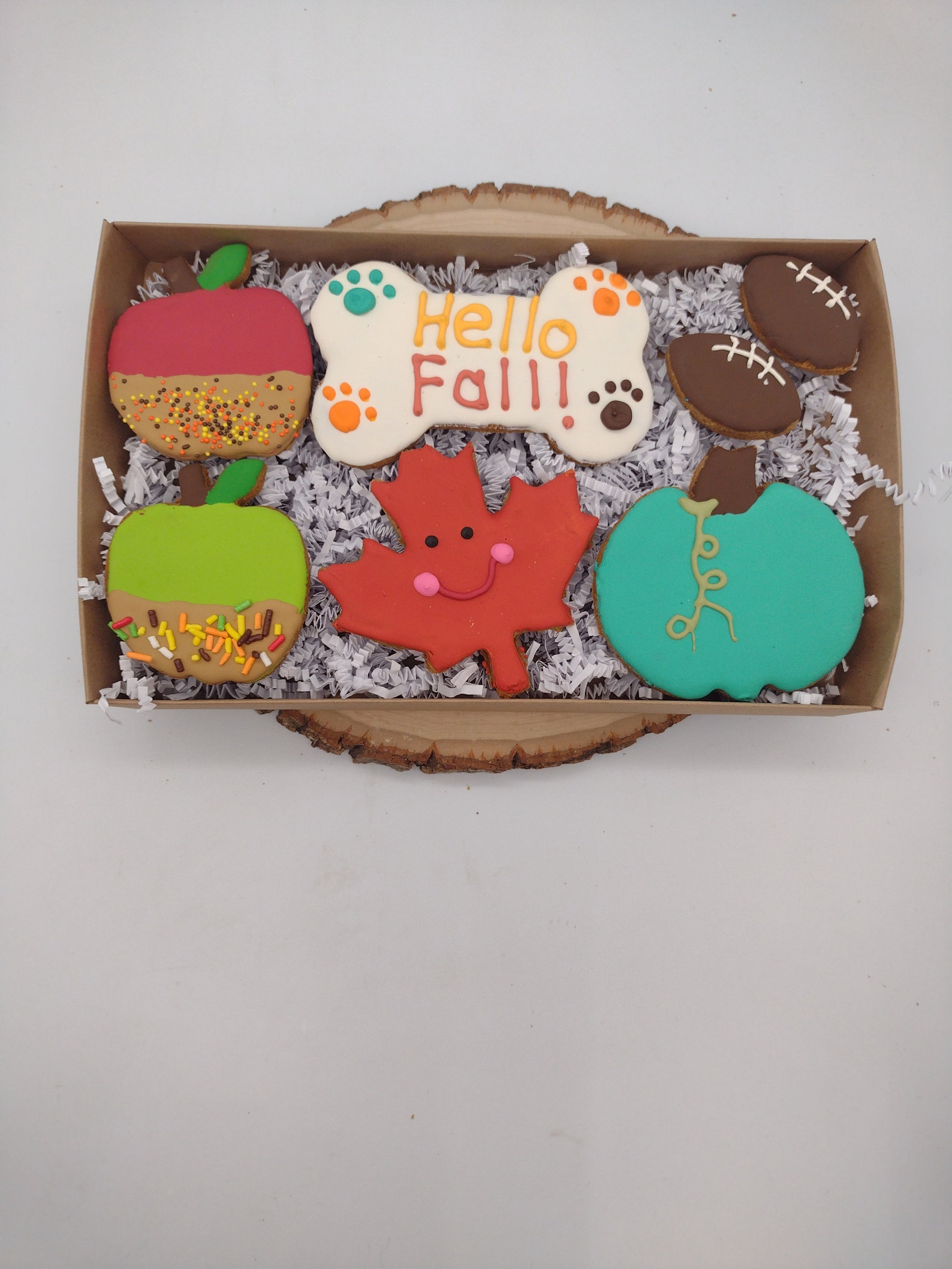 Hello Fall Treat Box, Carmel Apples, Pumpkins, Autumn Dog Treats, Fall ...