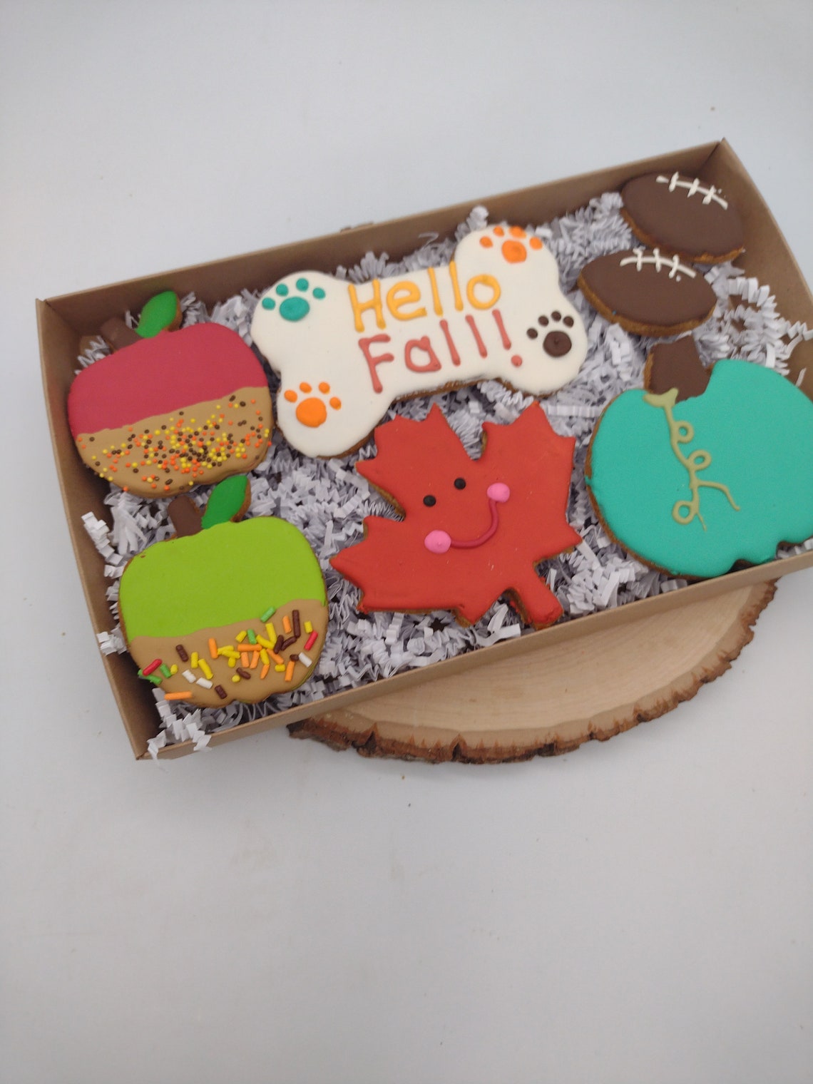 Hello Fall Treat Box, Carmel Apples, Pumpkins, Autumn Dog Treats, Fall ...