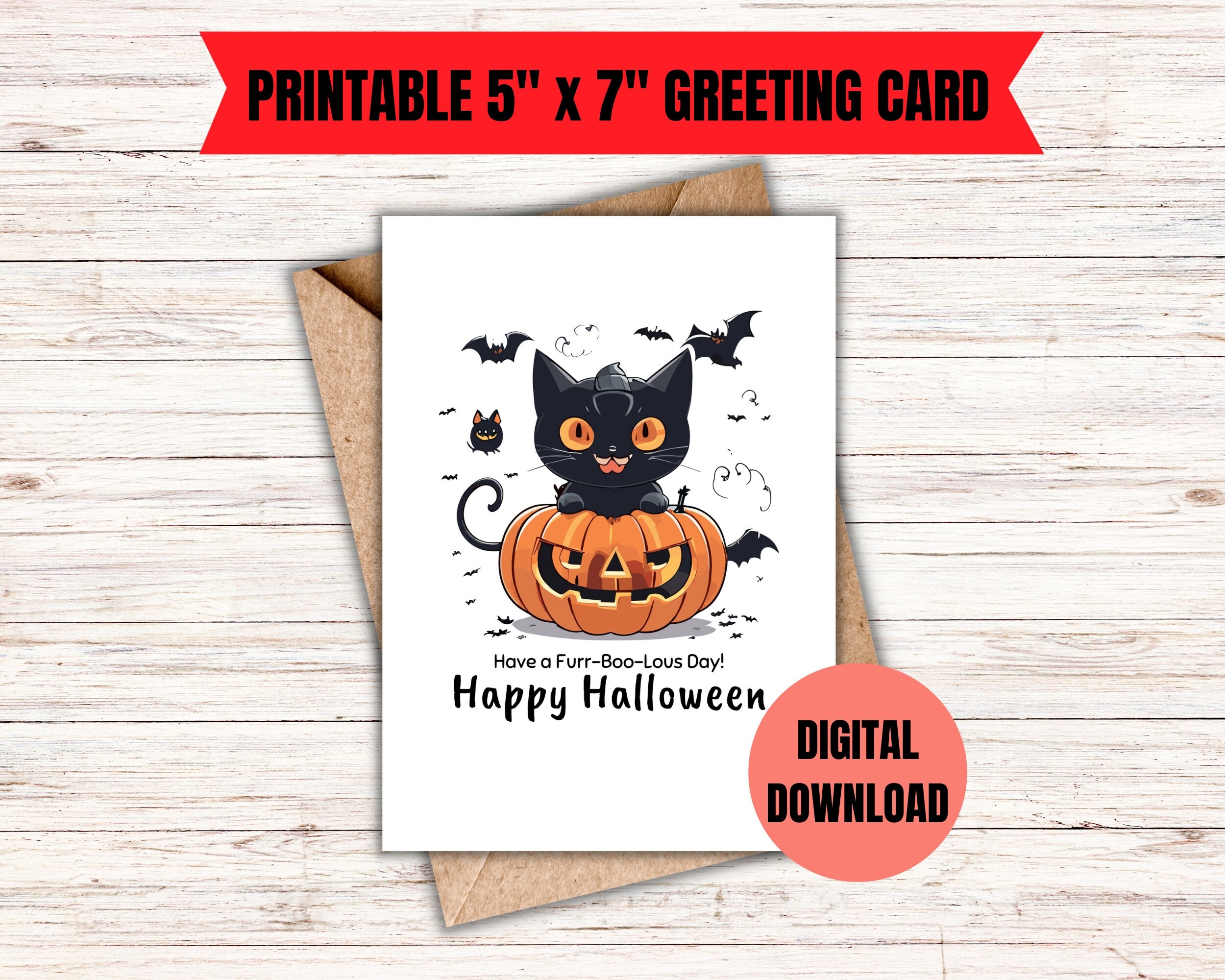 Printable Halloween Cards, Happy Halloween Cat Cards, Funny Printable ...