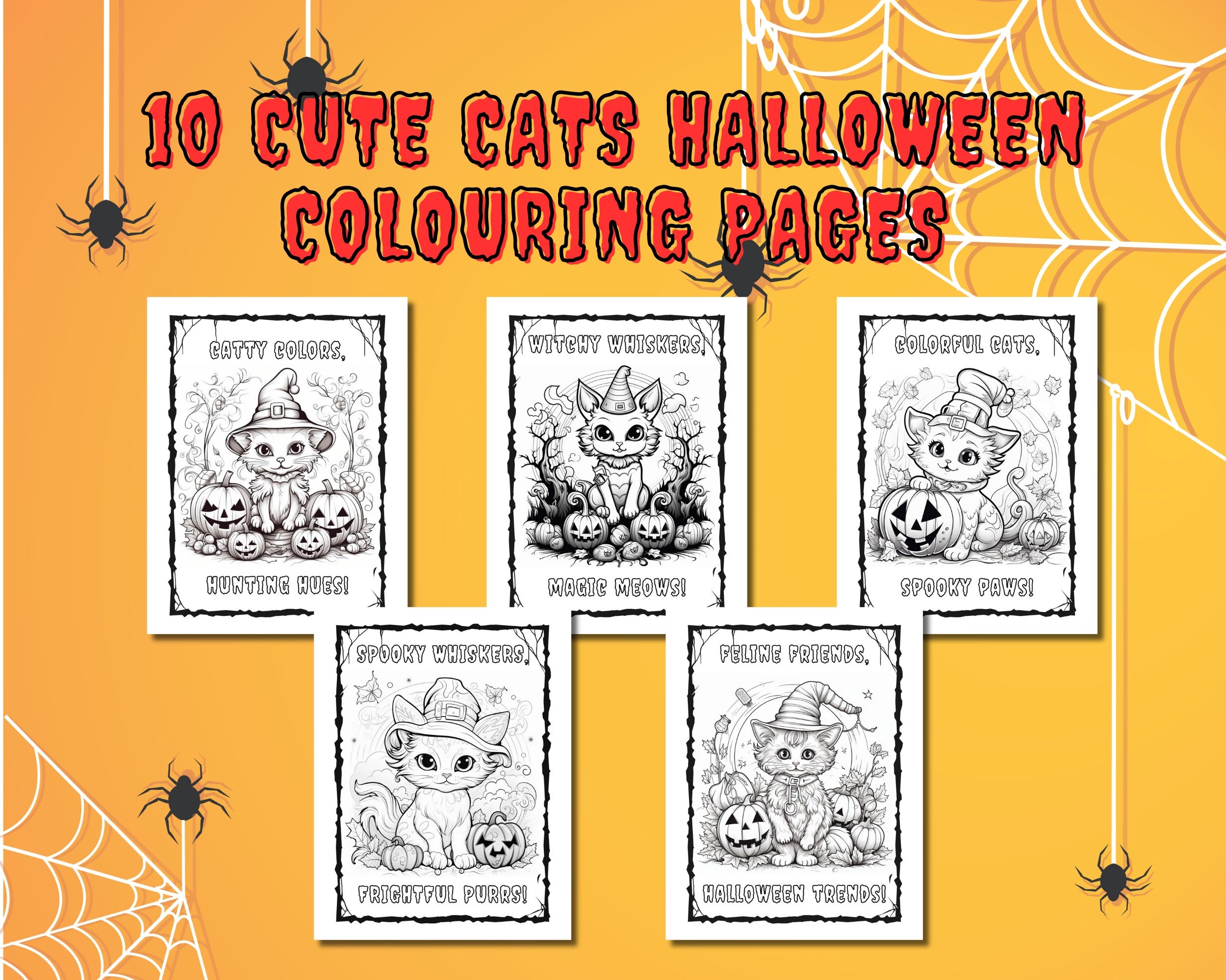 10 Cute Cat Halloween Coloring Pages, Easy Halloween Printable Coloring ...