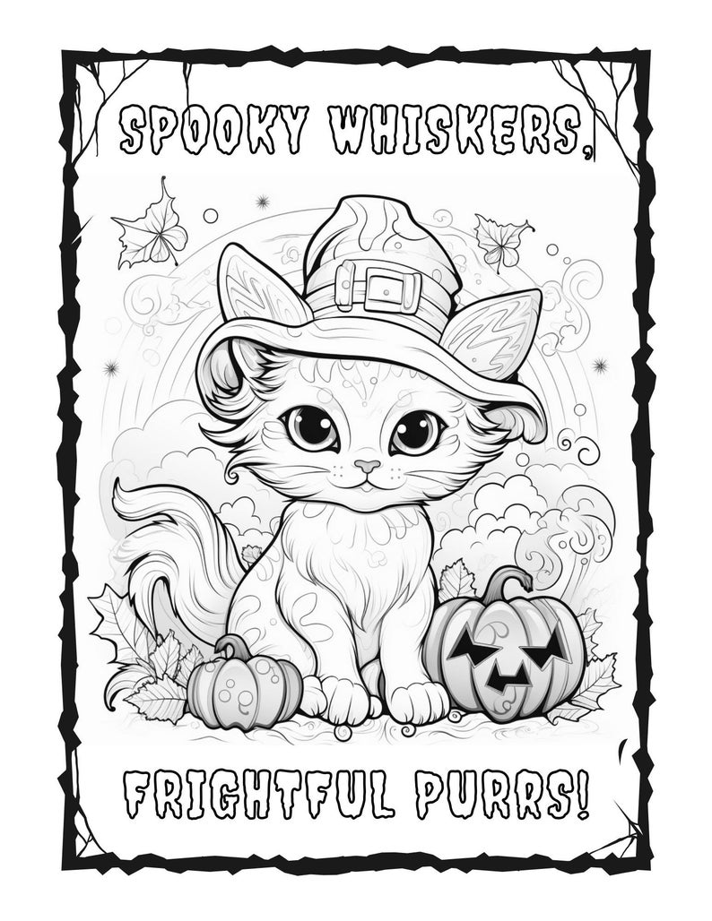 10 Cute Cat Halloween Coloring Pages, Easy Halloween Printable Coloring ...