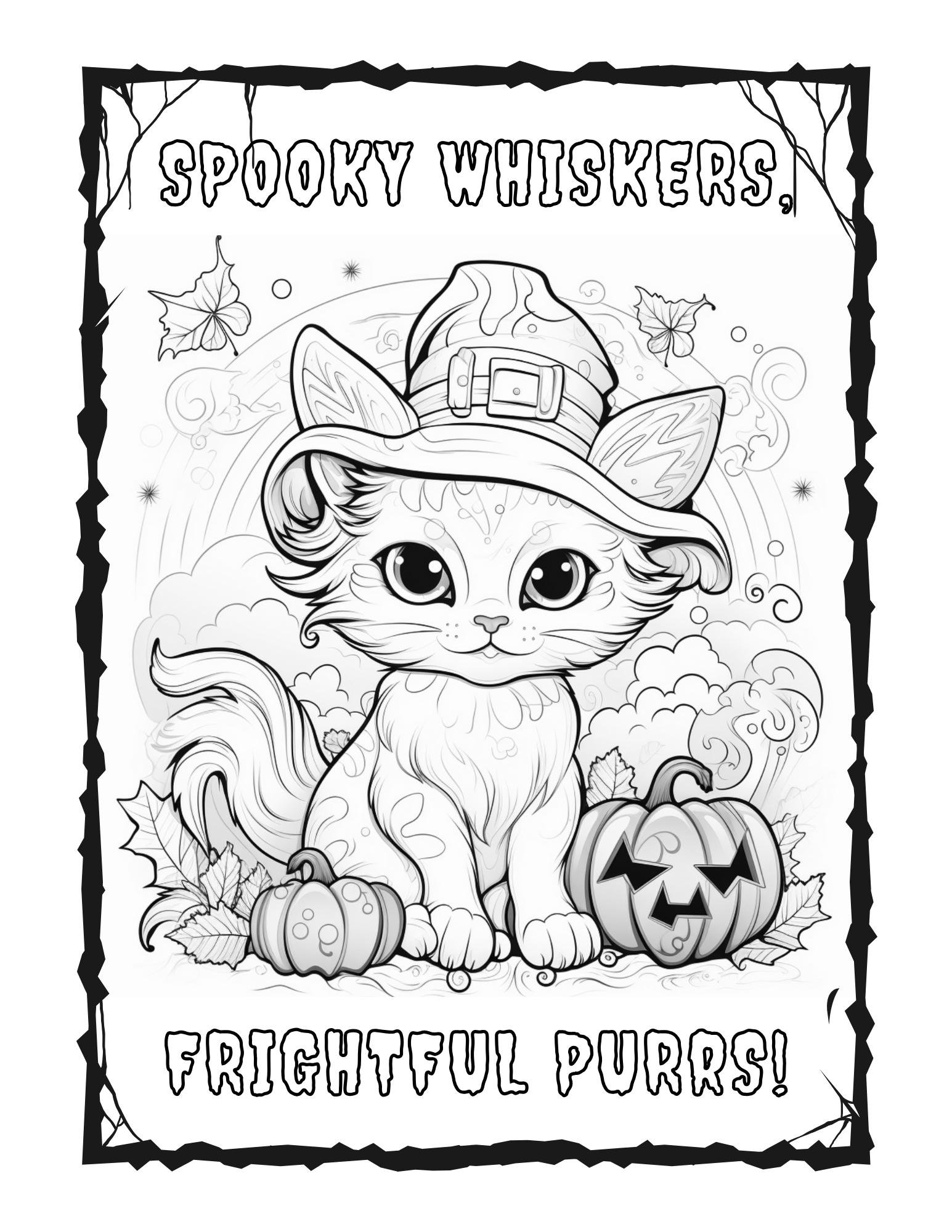 10 Cute Cat Halloween Coloring Pages, Easy Halloween Printable Coloring ...