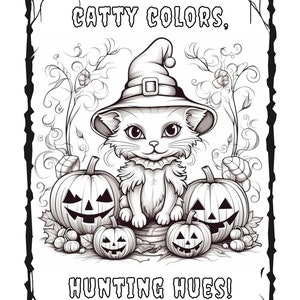 10 Cute Cat Halloween Coloring Pages, Easy Halloween Printable Coloring ...